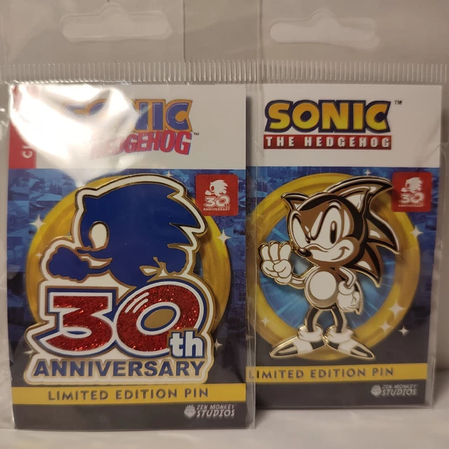 SONIC THE HEDGEHOG 30th Anniversary Enamel Pins Set of 2 Official ...