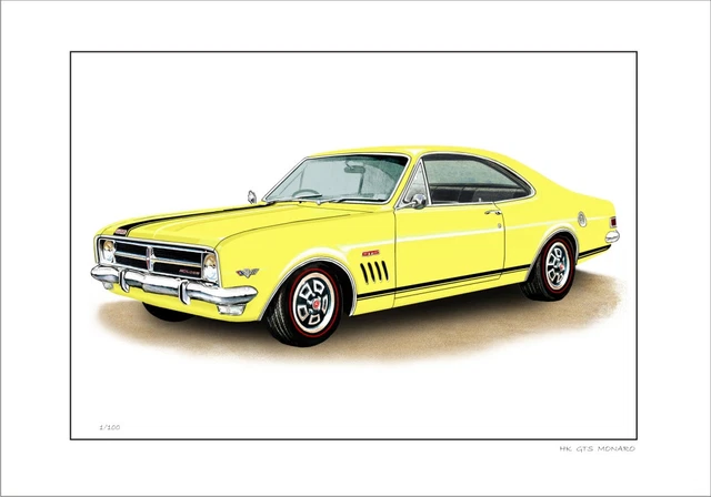1968 HOLDEN HK Gts Monaro Limited Edition Car Drawing Print ( 7 Car ...