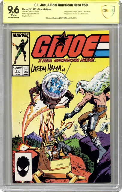 GI JOE A Real American Hero #59D CBCS 9.6 Witnessed Sig Larry Hama 1987 ...