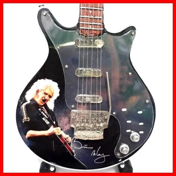 QUEEN GUITARE MINIATURE ! BRIAN MAY Signature Portrait Live Freddie ...