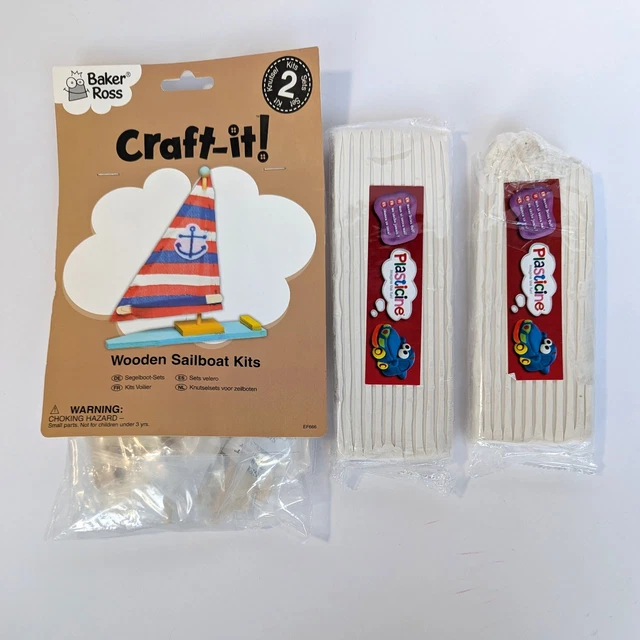 KIDS CRAFT BUNDLE: Wooden Boat Kit + Plasticine Set, 1 x faulty item ...