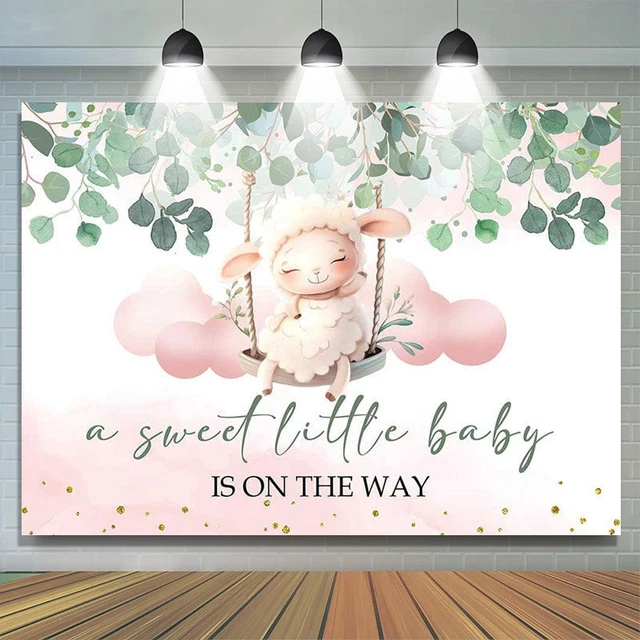 SWEET LITTLE BABY Leaves Sheep Baby Shower Backdrop $37.94 - PicClick AU