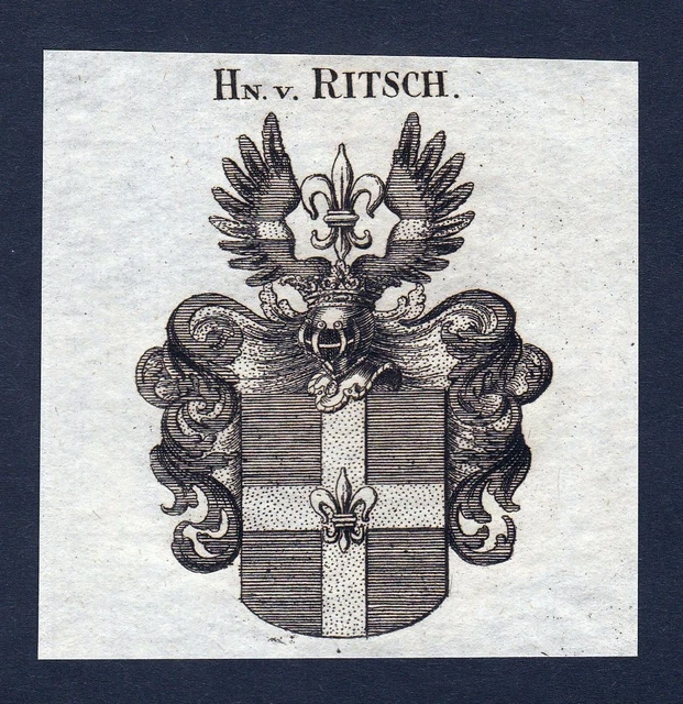 1820 RITSCH WAPPEN Adel coat of arms heraldry Heraldik Kupferstich ...