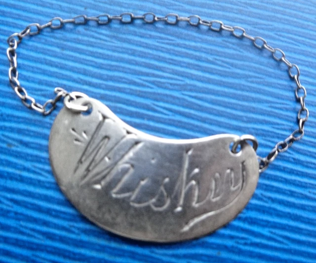 WHISKY NOGGIN DÉCANTEUR Étiquette Argent Sterling Poinçon 1910 London ...