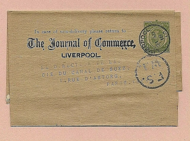 GB AUG 1918 P/Stationery News Wrapper Liverpool To Suez Canal Co ...