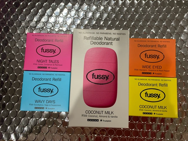 FUSSY REFILLABLE natural Deodrant and 4 refills £18.95 - PicClick UK