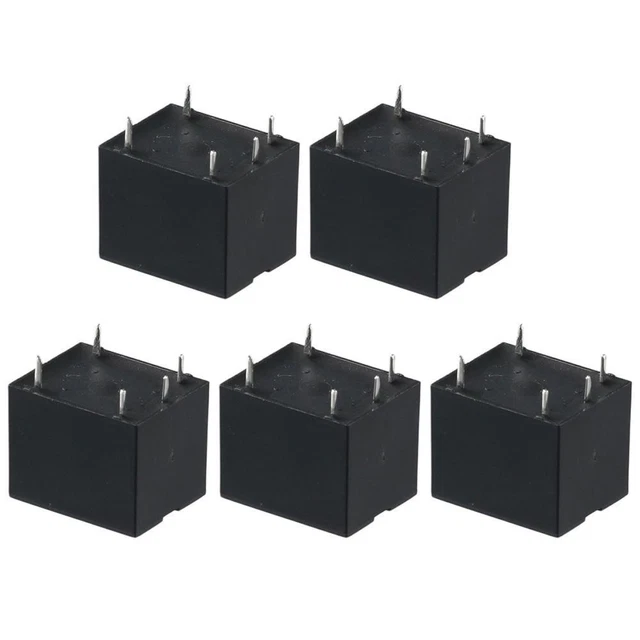 5PCS BLACK POWER Relay DC 12V PCB Power Relays Electromagnetic Power ...