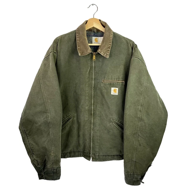 VINTAGE CARHARTT DETROIT Jacket J97 MOS Size 2XL Green Plaid Blanket ...