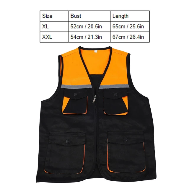 (XL)REFLECTIVE VEST COLOR Block Zipper Front Working Safety Vest ...