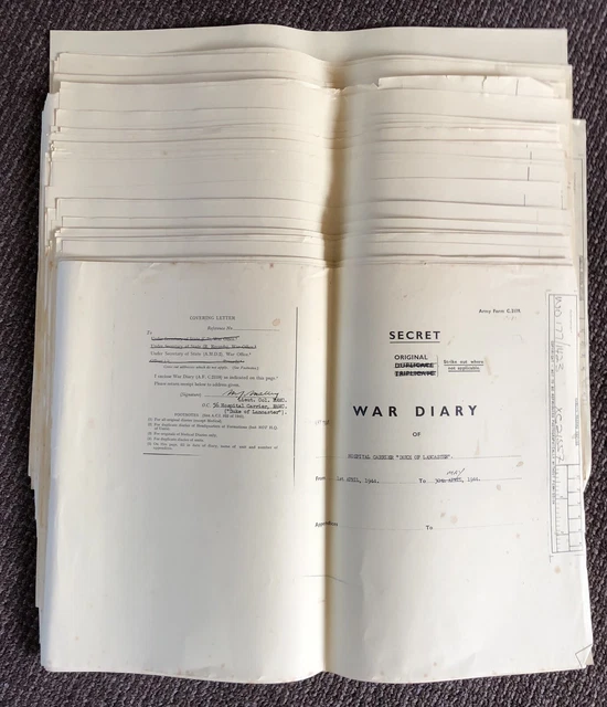 RMS DUKE OF LANCASTER, LMS, HMHS, WW2 War Diary, Intelligence Summary ...