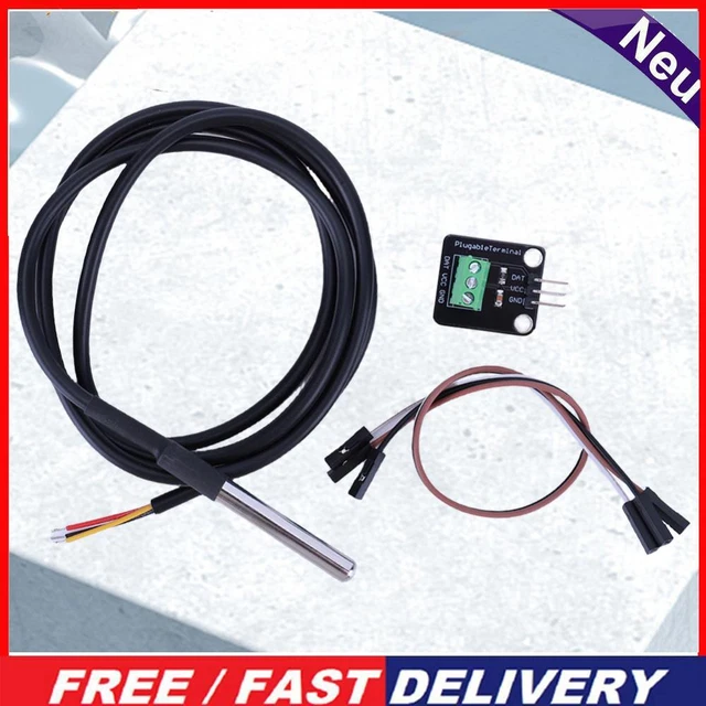 DS18B20 TERMINAL ADAPTER Module with Waterproof Probe Plugable Terminal ...