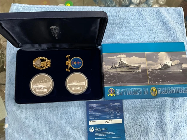 2008 HMAS SYDNEY Ii Hsk-8 Kormoran Silver Proof Coin Medallion & Badge ...