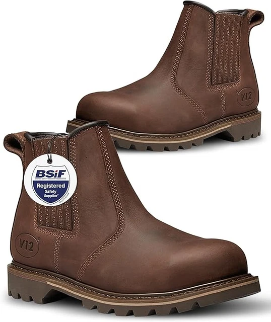 V12 RAWHIDE CHELSEA Steel-Toe Safety Boots, Heat-Resistant Grip ...