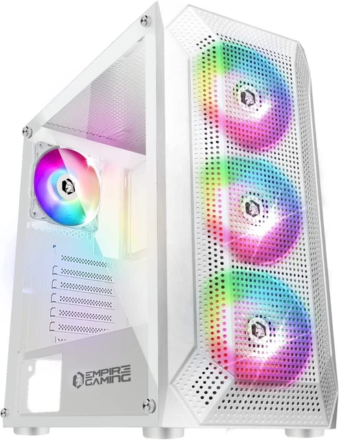 CHASSIS PC BIANCO RGB, per ATX/mATX/ITX, gamer vuoto mid tower con 4 ...