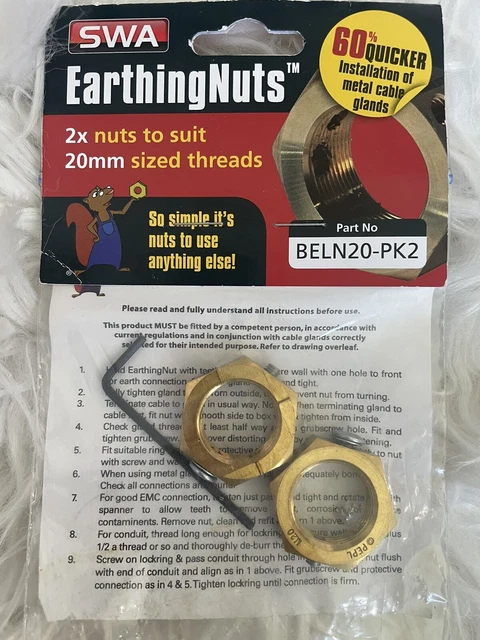 20MM SWA CABLE Earthing Locknut Gland Earthing Nuts BELN20 2Pk £5.80 ...