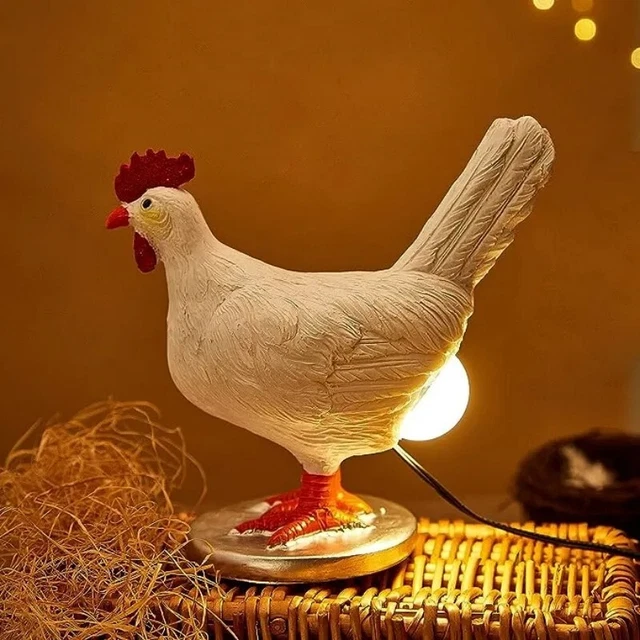 USB CHICKEN EGG Lamp 3D LED Night Light Resin Rooster Table Lamp Easter ...