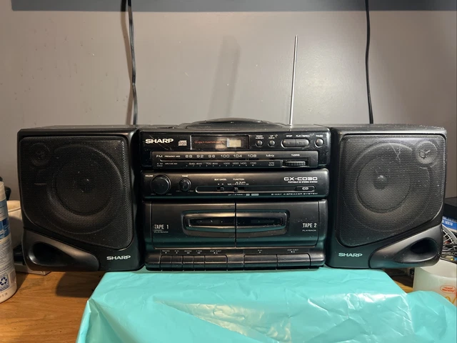 SHARP GX-CD30 BOOMBOX Portable CD Radio Cassette Stereo System Vintage ...