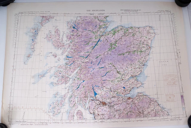 ORIGINAL OS WWII RAF WAR paper map of The Highlands dated 1944 GSGS ...