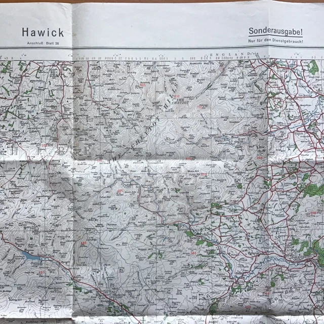 ORIGINAL WW2 GERMAN Military 1:100,000 Map Of Hawick, Scotland EUR 9,31 ...