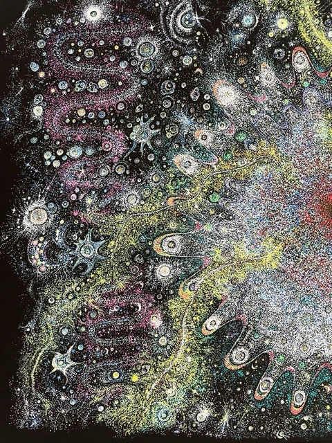 SHINSAKU SUIKA SPACE Pointillism "Divine Universe" Art Frame Print ...