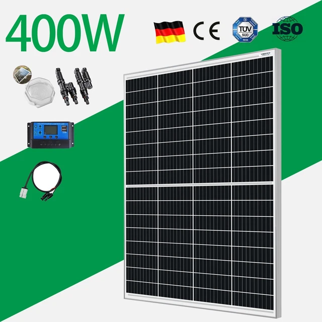 400W 12V BLACK Solar Panel Mono Fixed Power Charging Caravan Camping ...