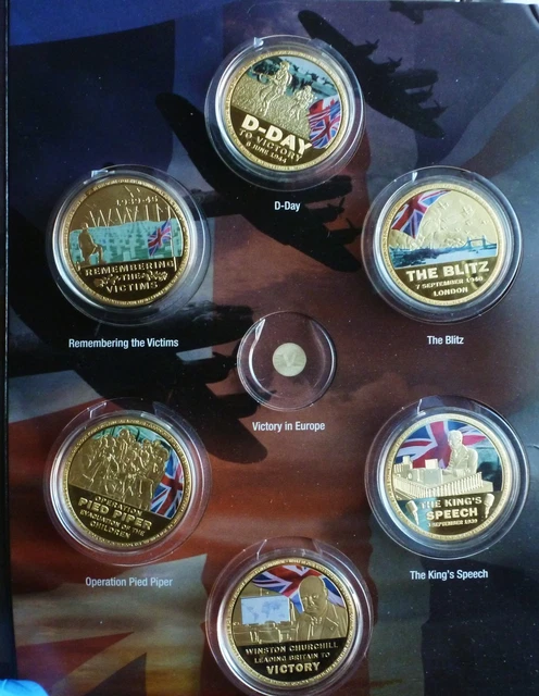 REMEMBERING WWLL WORLD War 2 1939 - 1945 Commemorative Coin 6 Coins ...