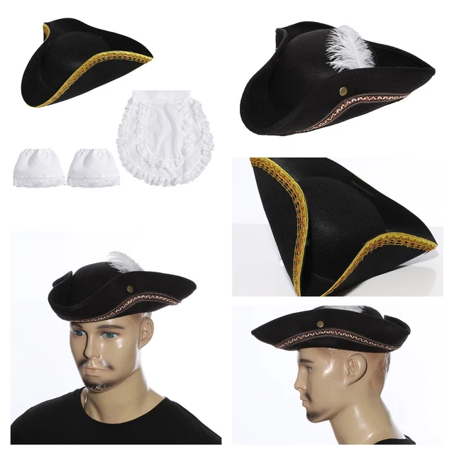 UNISEX PIRATE HAT Themed Party Bib And Oversleeves Sets Wide Brim Cap ...