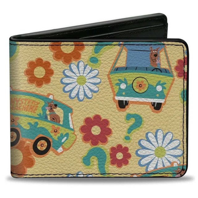 BI-FOLD WALLET SCOOBY Doo Mystery Machine and Flowers Collage Cream EUR ...