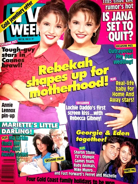 1992 TV WEEK magazine Sharon Stone~Rebekah Elmaloglou~Baby Animals ...
