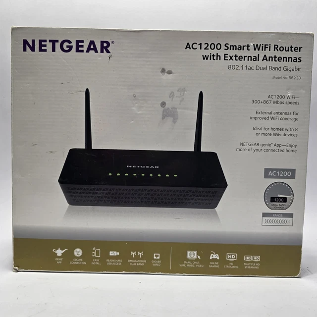 NETGEAR R6220 AC1200 Smart WiFi Router Dual Band Gigabit with External ...