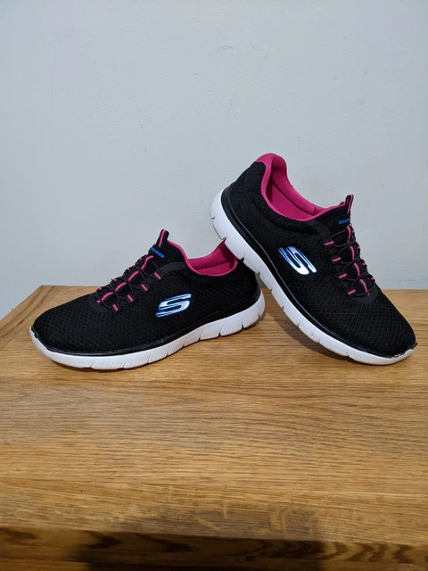BASKETS FEMMES SKECHERS Summits chaussures de course flexibles UK5 EU38 noir rose gymnase EUR 23 ...