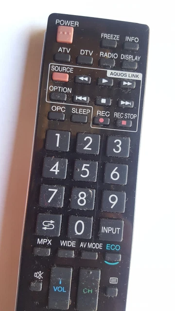 GENUINE USED SHARP Aquos GA864WJSA LC52LE820X LC46LE820X LC40LE820X T V Remote $38.00 - PicClick AU