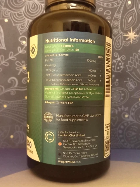 WEIGHTWORLD OMEGA-3 FISH Oil 660Mg Epa & 440Mg Dha 2000Mg 240 Softgels ...
