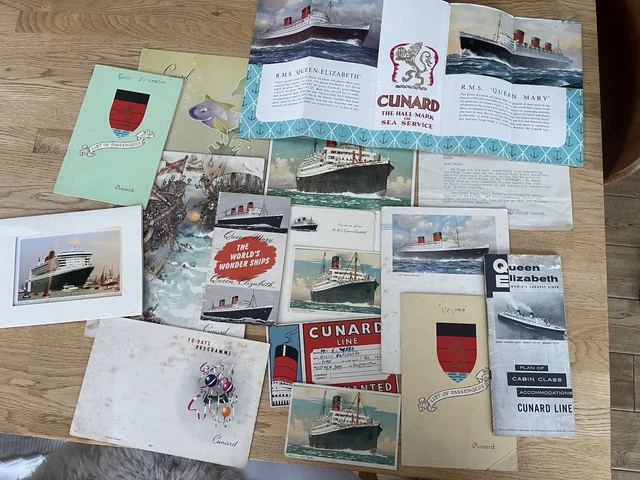1950’S CUNARD LINE Memorabilia HMS Queen Elizabeth and More Vintage ...