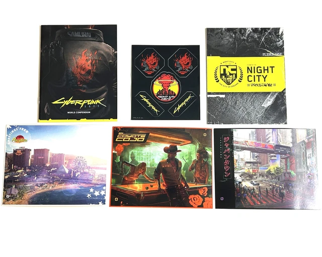 CYBERPUNK 2077 WORLD Compendium Night City Map 3x Postcards 5x Stickers ...