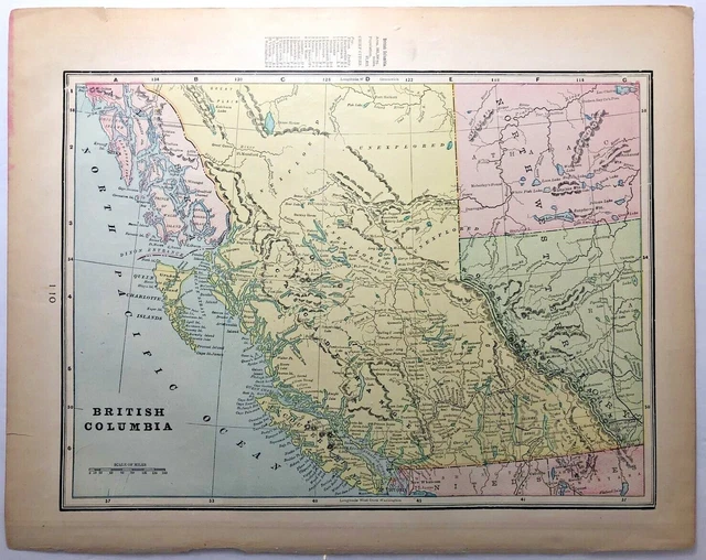 VINTAGE BRITISH COLUMBIA Atlas Map Old Antique Pictorial Atlas of the ...