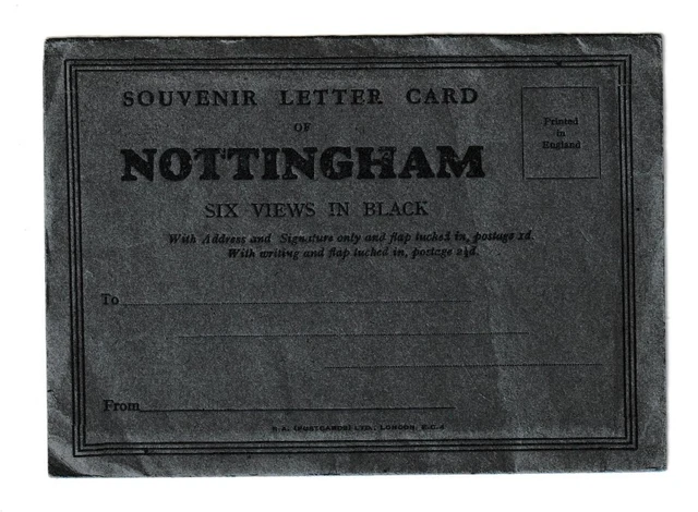 VINTAGE NOTTINGHAM 6 View Lettercard Ra Series Nottinghamshire Postcard ...