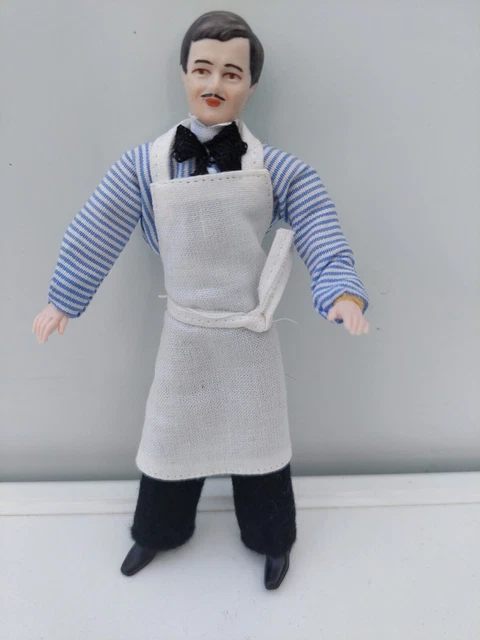 DOLLS HOUSE MALE 1/12th Scale Doll Waiter/Fishmonger , Very Handsome! £ ...