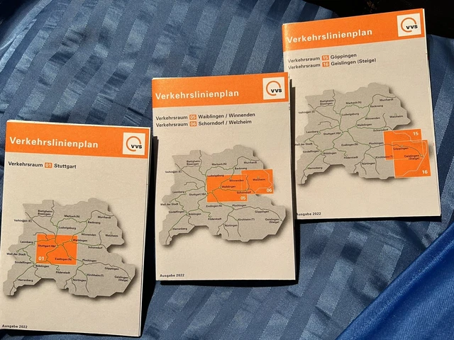 STUTTGART VVS STADTPLÄNE Detailkarten 1-5-6-15-16 Liniennetze ÖPNV 2022 ...