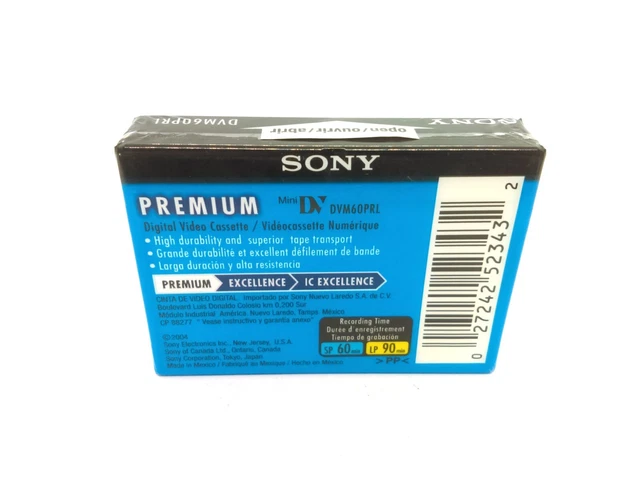 SONY DVC PREMIUM 60min LP:90 MINI DIGITAL VIDEO CASSETTE (DVM60PRL) NEW ...