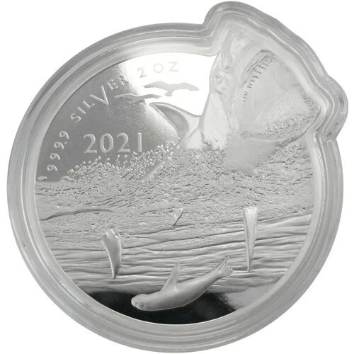 GREAT WHITE SHARK Ocean Predators 2 Oz Silver Coin 5$ Solomon Islands ...