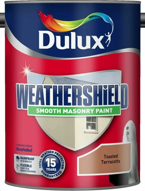 DULUX WEATHERSHIELD SMOOTH Masonry Paint 5L Toasted Terracotta £39.99 ...