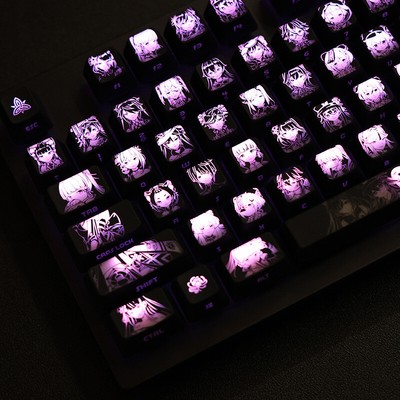 CUSTOM GENSHIN IMPACT Manga Waifu Keycaps Set RGB MX For Mechanical ...