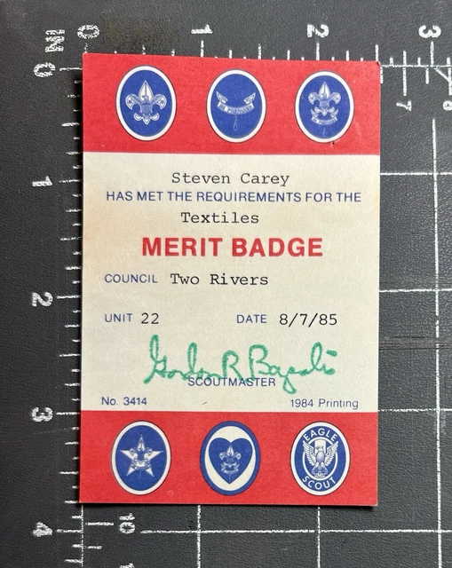 VINTAGE TEXTILES MERIT Abzeichen Patch Auszeichnung Card Junge Scouts ...