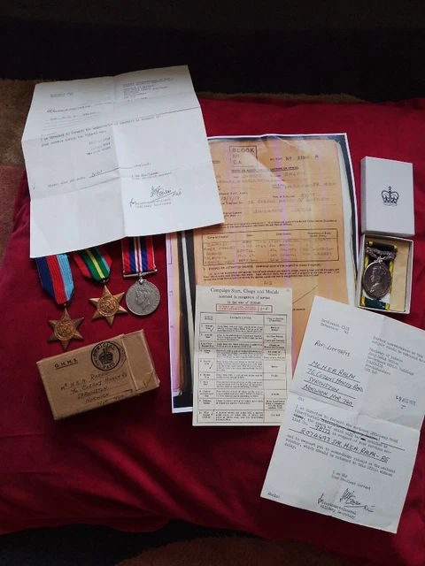 WW2 EFFICIENCY MEDAL Group. Japanese Pow From Norwich. With Boxes ...