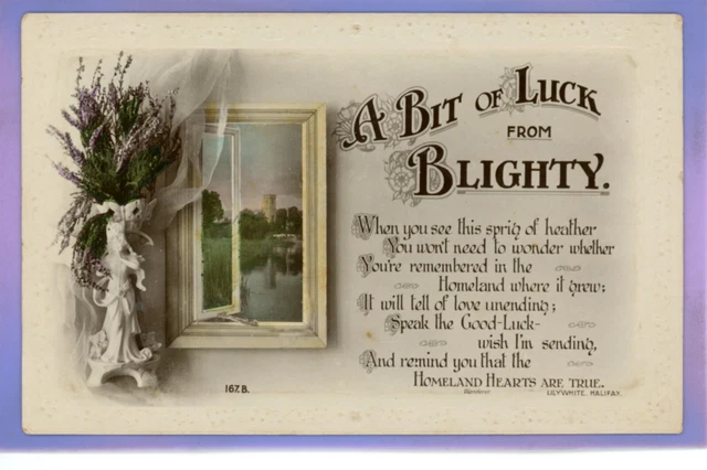 1915C WW1 WAR ERA GOOD LUCK FROM BLIGHTY PATRIOTIC RP REAL PHOTO ...