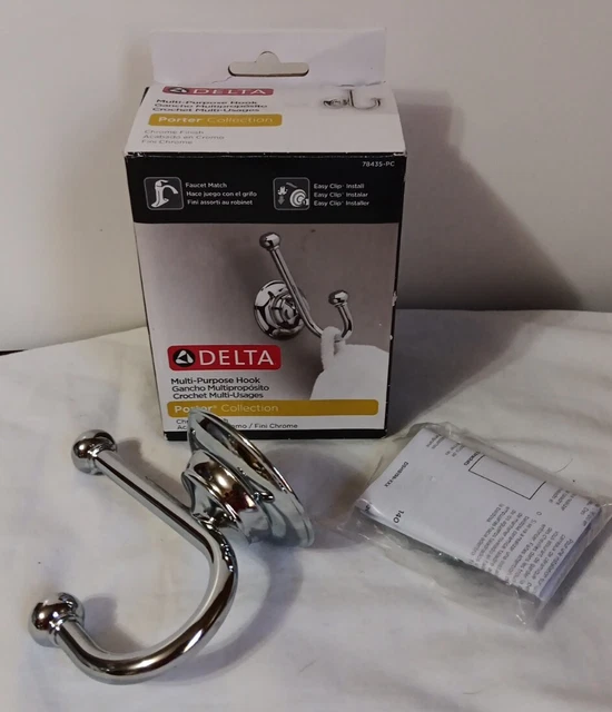 DELTA MULTI-PURPOSE HOOK in Chrome 78435-PC Porter Collection Easy Clip ...