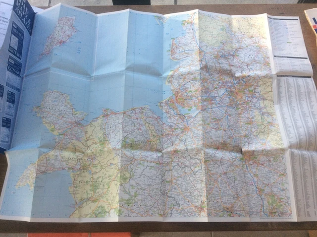 VINTAGE PHILIPS FOLD Out Road Wall Map N Wales Lancashire 4 miles to 1 ...