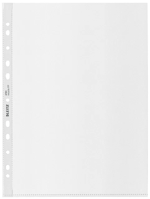 100PC LEITZ CLEAR Recycle Sheet Sleeve Plastic A4 File Document ...
