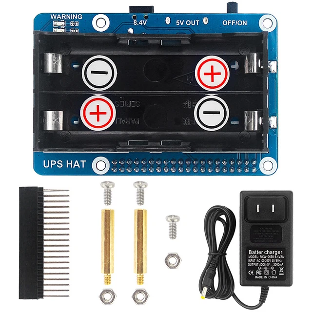 POWER SUPPLY UPS Module HAT Kit for Raspberry Pi 3 Model B 3 A Plus 4B ...